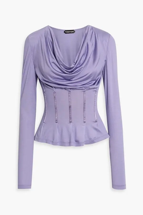 TOM FORD Draped Silksatin Top - Lavender