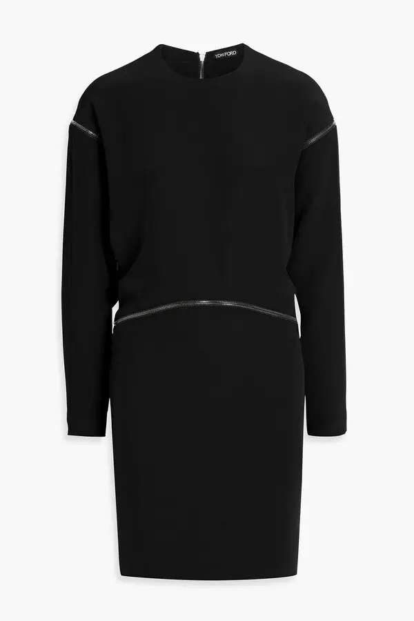 TOM FORD Cutout Zipdetailed Silkcrepe Mini Dress - Black