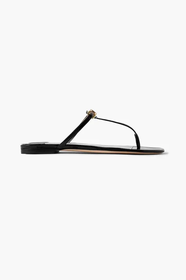 TOM FORD Logoembellished Patentleather Sandals - Black