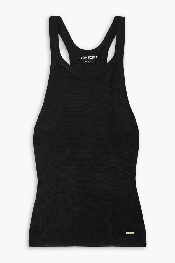 TOM FORD Embellished Silk Tank - Black