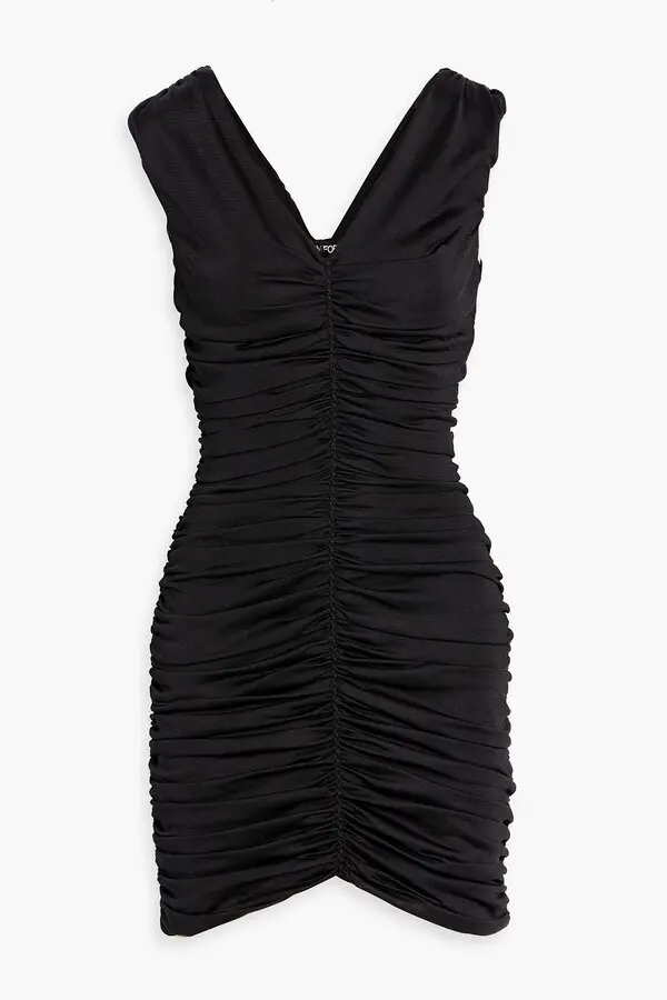 TOM FORD Ruched Silkblend Mini Dress - Black