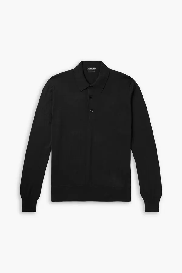 TOM FORD Slimfit Cotton Polo Shirt - Black