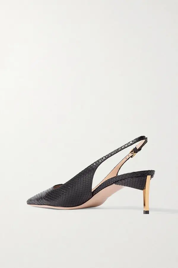 TOM FORD Snakeeffect Leather Slingback Pumps