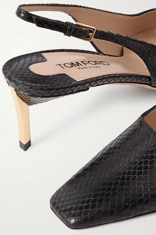 TOM FORD Snakeeffect Leather Slingback Pumps