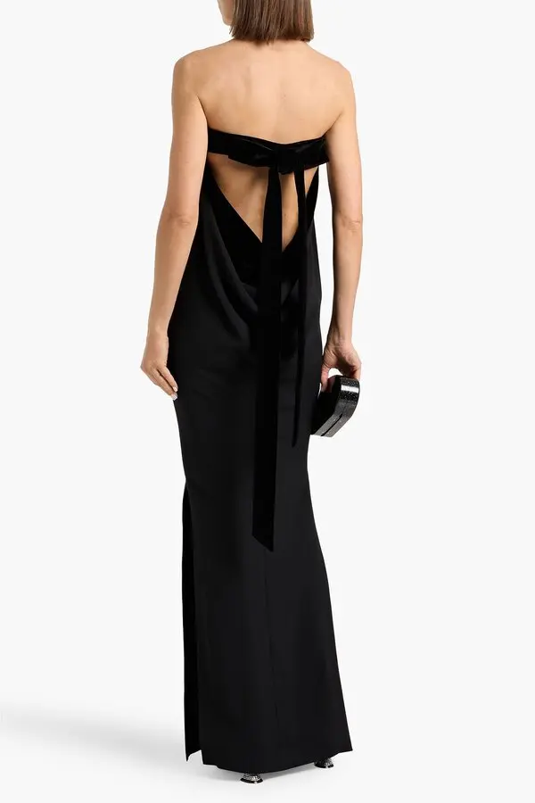 TOM FORD Strapless Velvet-trimmed Silk Gown