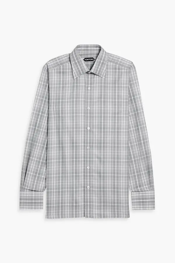 TOM FORD Checked Cotton Shirt - Gray