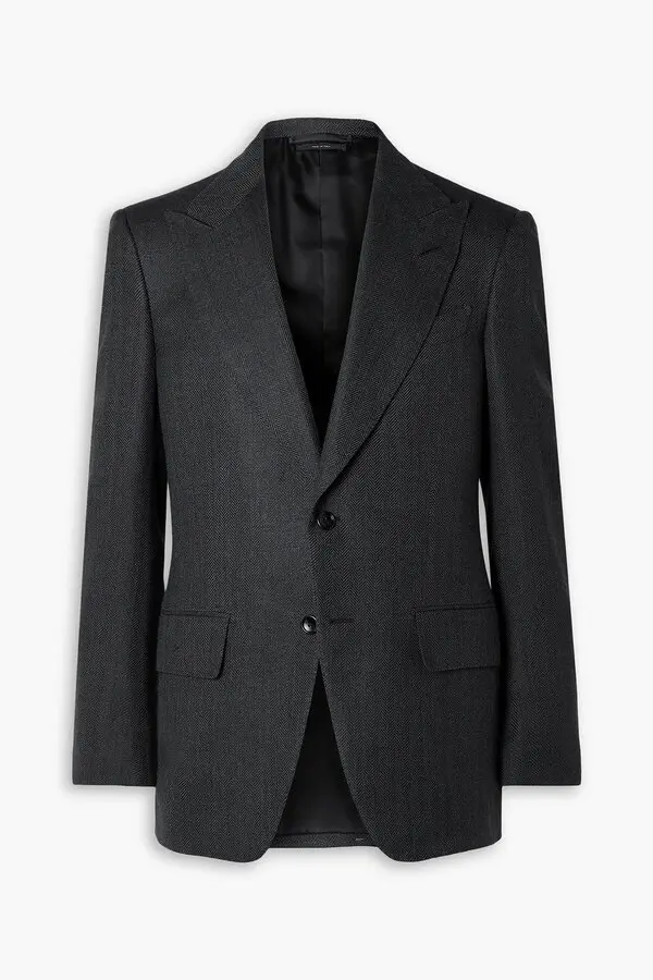 TOM FORD Atticus Slimfit Herringbone Woolblend Blazer - Charcoal