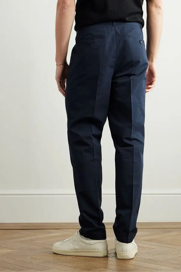 TOM FORD Straight-leg Pleated Cotton And Silk-blend Poplin Pants