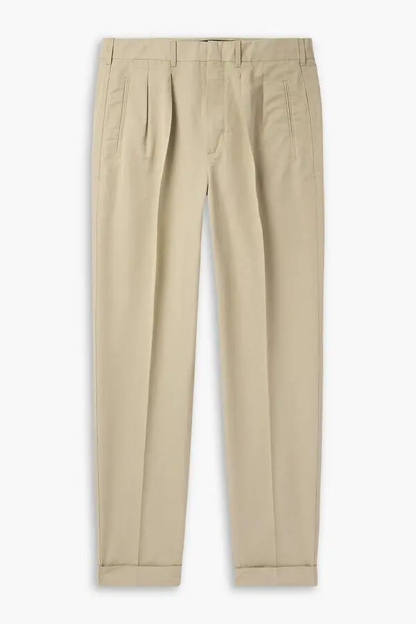 TOM FORD Straight-leg Pleated Cotton And Silk-blend Poplin Pants - Sand