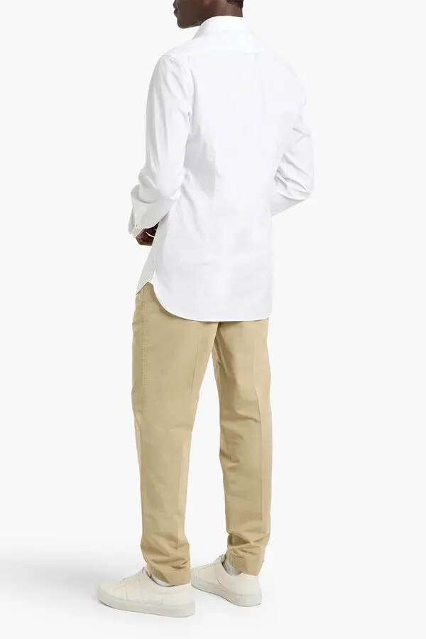 TOM FORD Straight-leg Pleated Cotton And Silk-blend Poplin Pants - Sand