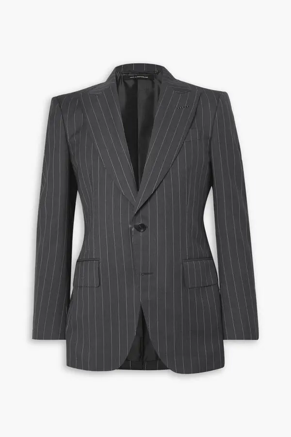 TOM FORD Slimfit Pinstriped Wool And Mohairblend Suit Jacket - Dark Gray