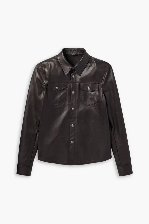 TOM FORD Slimfit Leather Shirt Jacket - Dark Brown