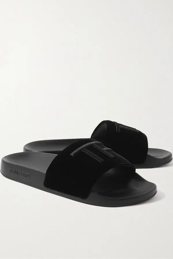 TOM FORD Harris Logoembroidered Velvet Slides
