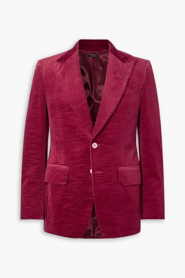 TOM FORD Shelton Slimfit Cottonvelvet Blazer - Claret