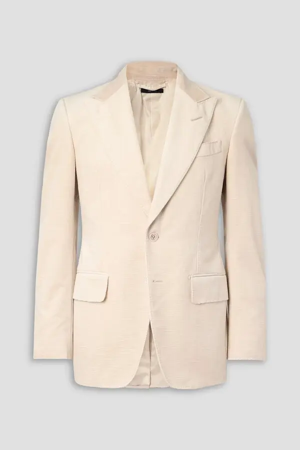 TOM FORD Shelton Slimfit Cottonvelvet Blazer - Cream