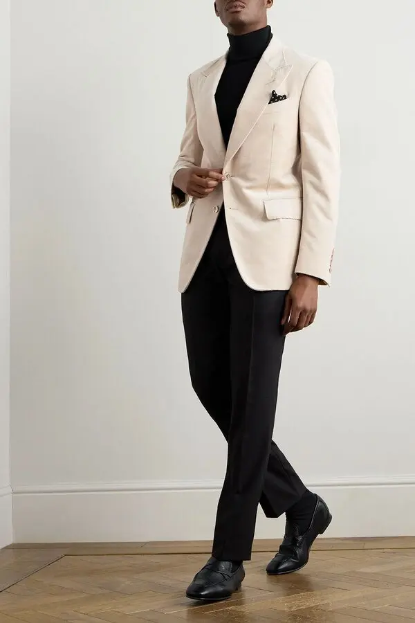 TOM FORD Shelton Slimfit Cottonvelvet Blazer - Cream