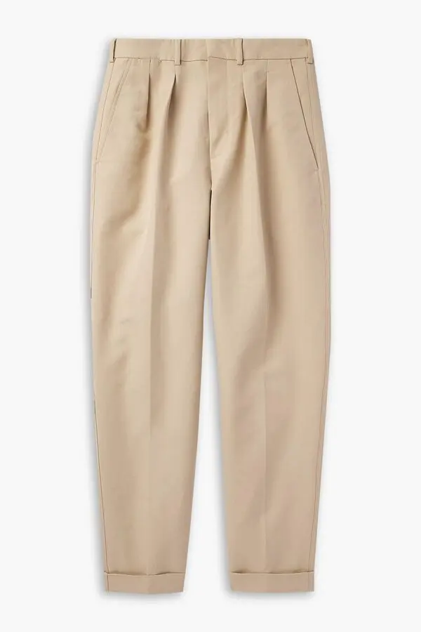 TOM FORD Tapered Pleated Cotton Trousers - Beige