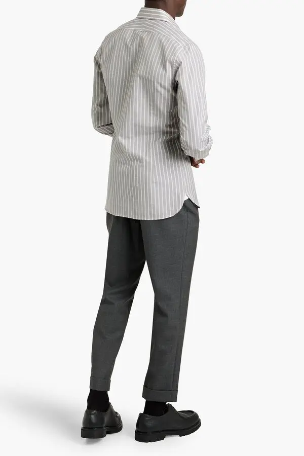 TOM FORD Striped Cotton And Linenblend Poplin Shirt