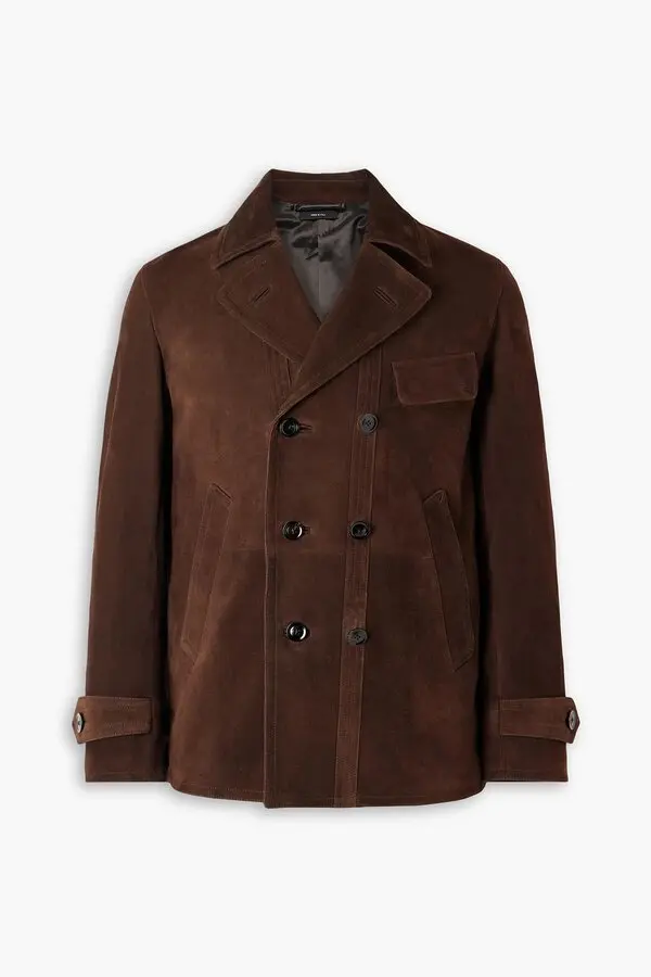TOM FORD Doublebreasted Suede Jacket - Chocolate