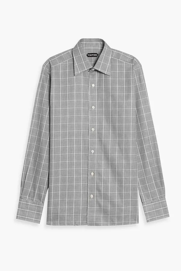 TOM FORD Prince Of Wales Checked Cottonpoplin Shirt - Black