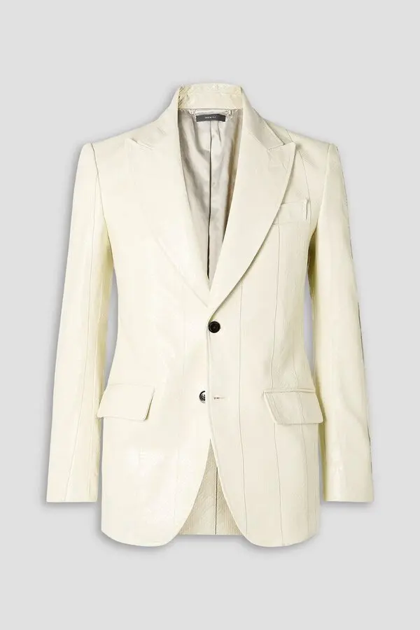 TOM FORD Slimfit Snakeeffect Leather Blazer - Ecru
