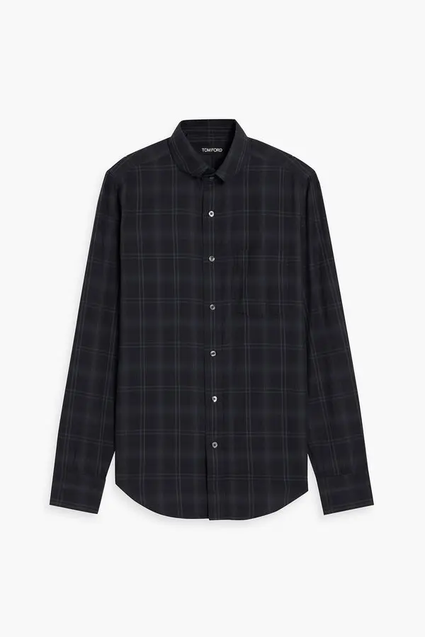 TOM FORD Checked Cottontwill Shirt - Black