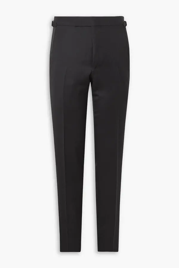 TOM FORD Straightleg Grain De Poudre Wool And Mohairblend Tuxedo Pants - Black