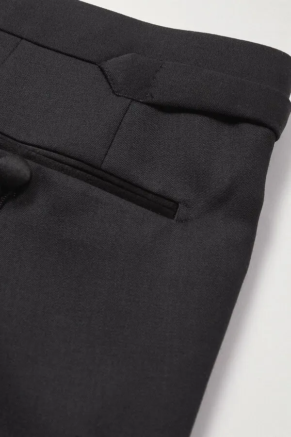TOM FORD Straight Leg Grain De Poudre Wool And Mohair-blend Tuxedo Pants