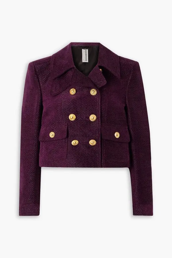 TOM FORD Doublebreasted Metallic Tweed Jacket - Grape
