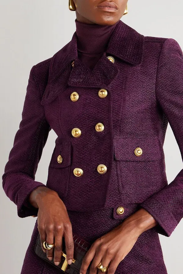 TOM FORD Double-breasted Metallic Tweed Jacket