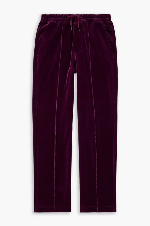 TOM FORD Straightleg Cottonblend Velour Track Pants - Grape
