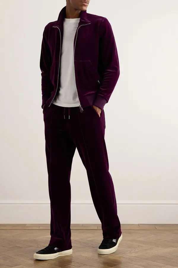 TOM FORD Straightleg Cottonblend Velour Track Pants