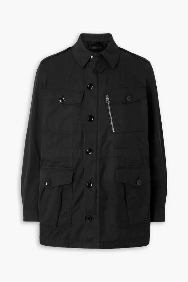 TOM FORD Leathertrimmed Cottontwill Field Jacket - Black