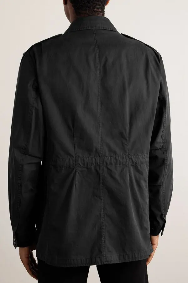 TOM FORD Leathertrimmed Cotton-twill Field Jacket