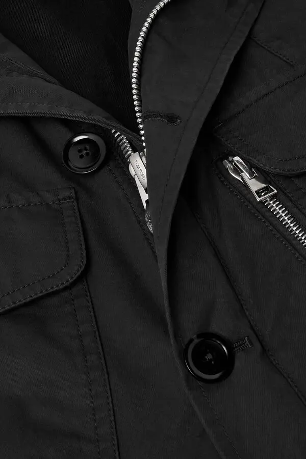 TOM FORD Leathertrimmed Cotton-twill Field Jacket
