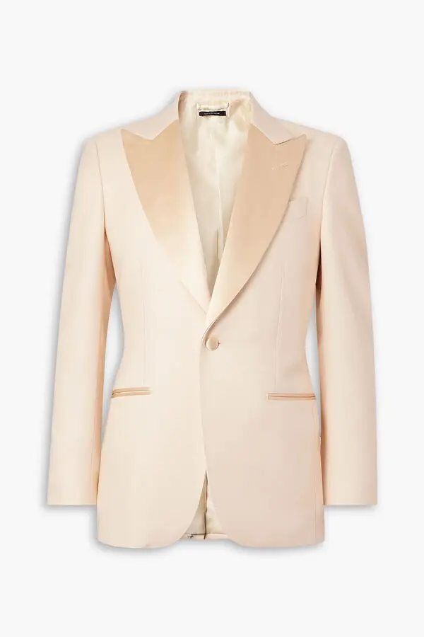 TOM FORD Slimfit Satintrimmed Wool And Silkblend Twill Tuxedo Jacket - Pastel Orange