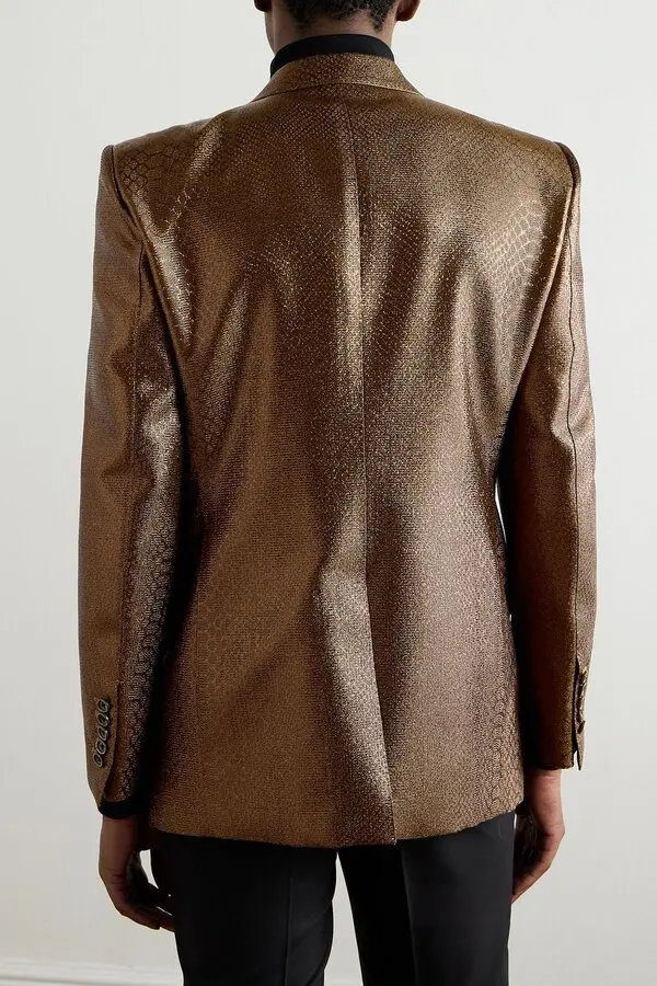 TOM FORD Slimfit Croceffect Coated Woolblend Tuxedo Jacket