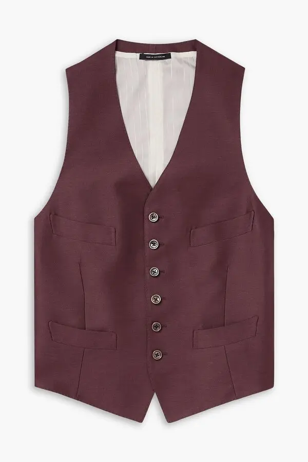 TOM FORD Dyllan Wool, Mohair And Silkblend Twill Vest - Burgundy