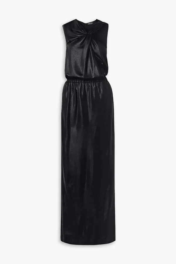 TOM FORD Cutout Draped Stretch Satinpiqué Gown - Black