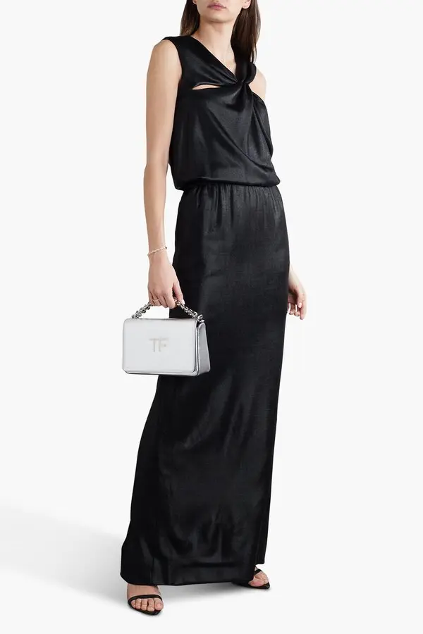 TOM FORD Cutout Draped Stretch Satin-piqué Gown
