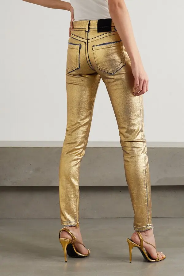 TOM FORD Metallic Coated Mid-rise Skinny Jeans