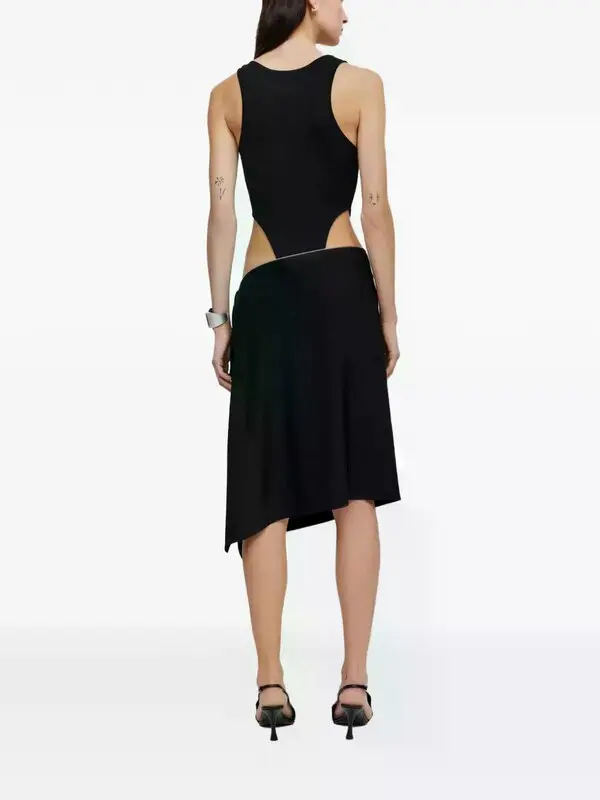 Bevza Asymmetric Skirt With Zip Detail - Black