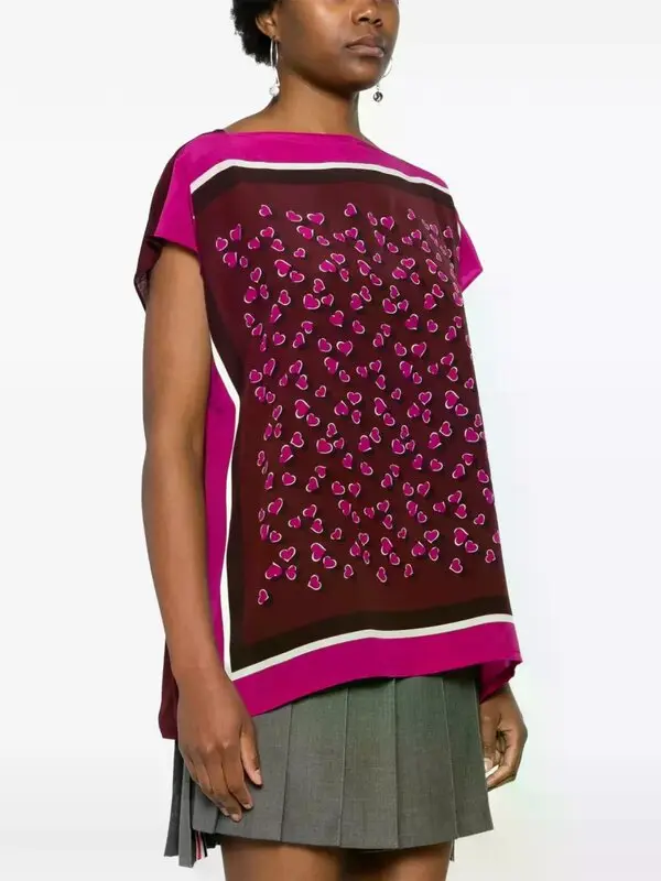 Gucci Heart Print Short Sleeve Top - Purple
