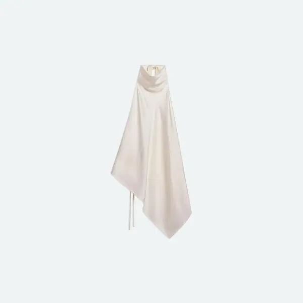 Helmut Lang Asymmetrical Draped Silk Scarf Top - Ivory