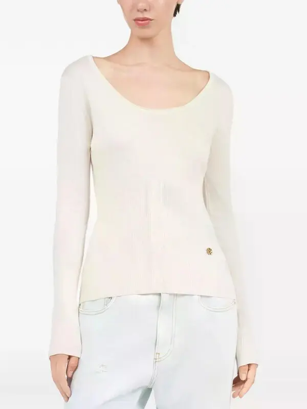Roberto Cavalli Logo Plaque Ribbed-knit Sweater