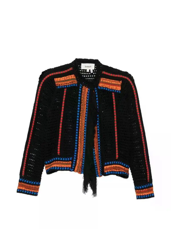 Ba&sh Bianca Crochet-knit Fringed Cardigan - Black