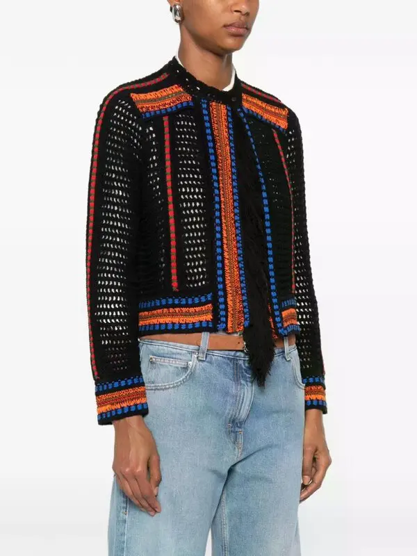 Ba&sh Bianca Crochet-knit Fringed Cardigan