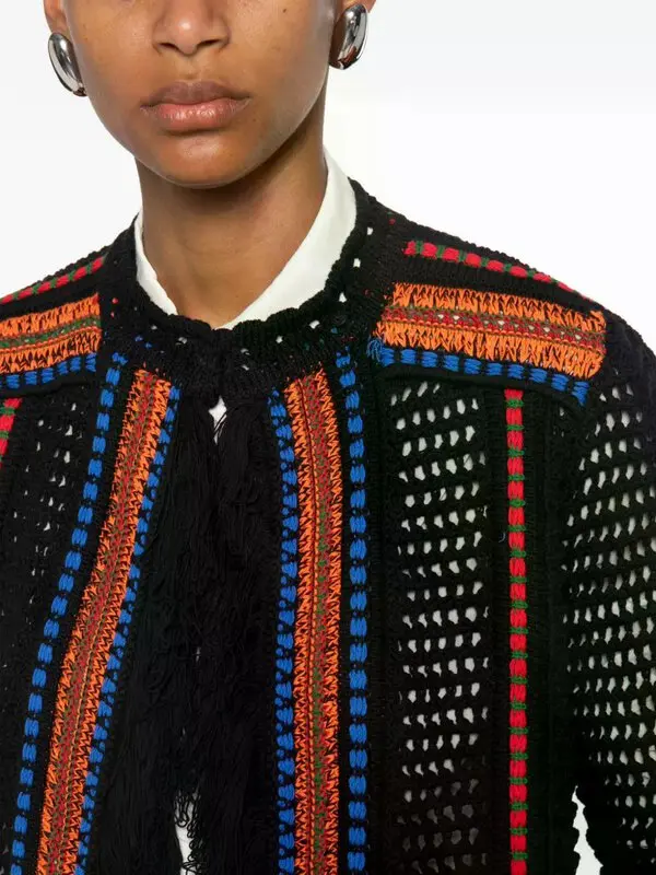 Ba&sh Bianca Crochet-knit Fringed Cardigan
