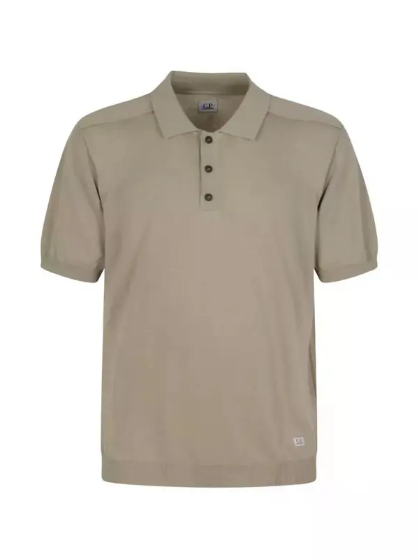 C.P. COMPANY Logo-patch Knitted Polo Shirt - Grey