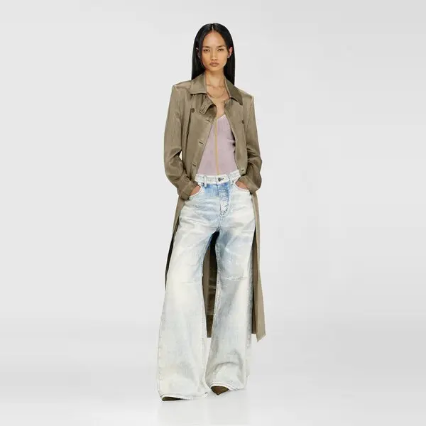 DIESEL® Trench Coat In Wrinkled Satin - Brown